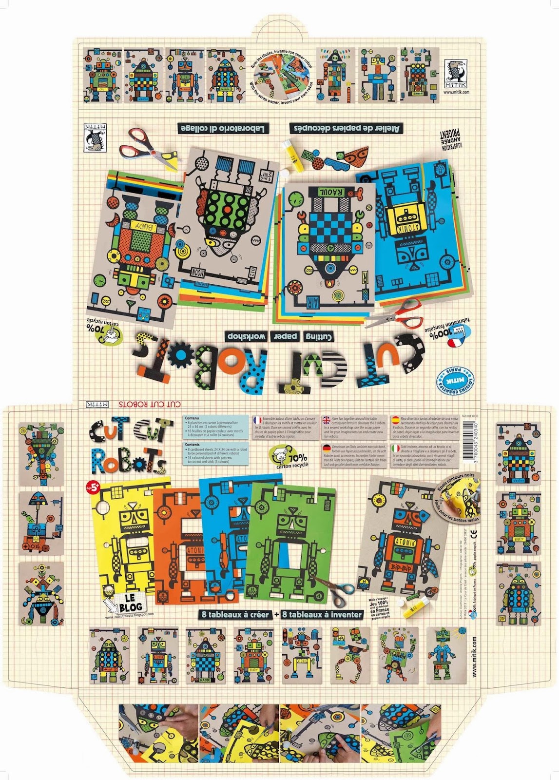 Cut Cut Robots, 8 tableaux de robots rigolos à créer