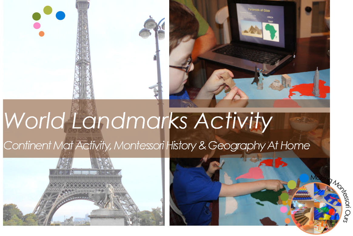 World Landmarks Continent Mat Activity, Montessori History & Geography ...