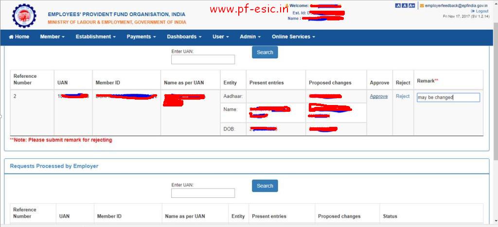 EPF Provident Fund Correction of Name , DOB and Gender online process ...