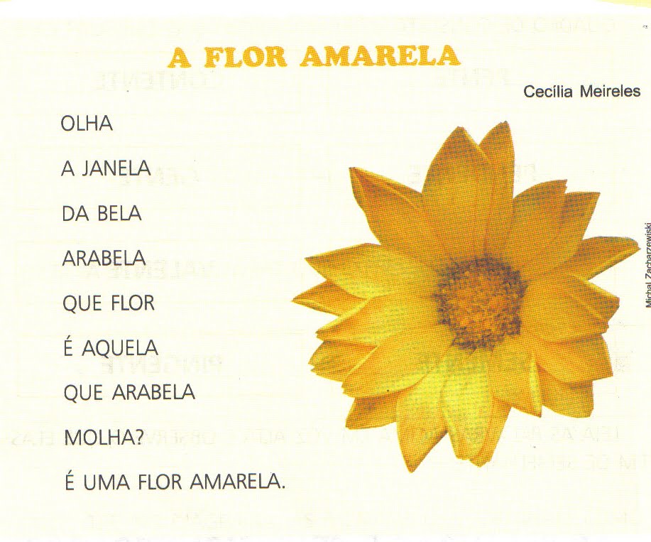 Poema A Flor Amarela Para Imprimir - RETOEDU