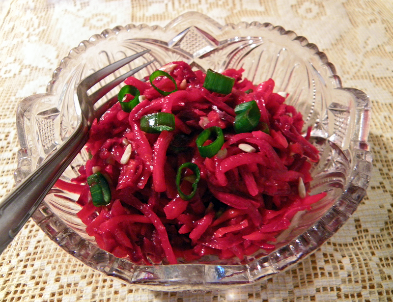 Seasonal Eating: Ruby Root Vegetable Slaw with Miso Dressing