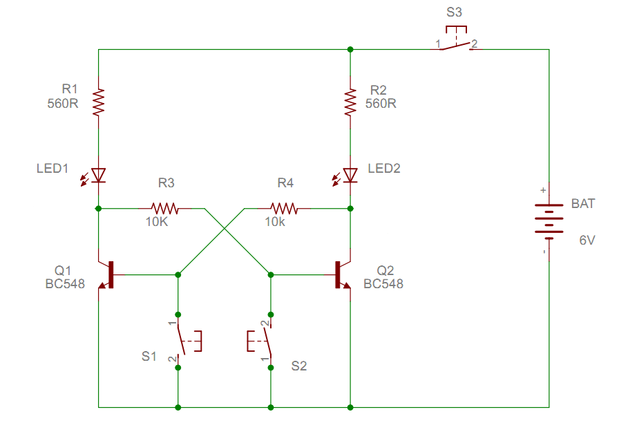 Flip-Flop Simples com Dois Transistores - Eletrônica em Casa
