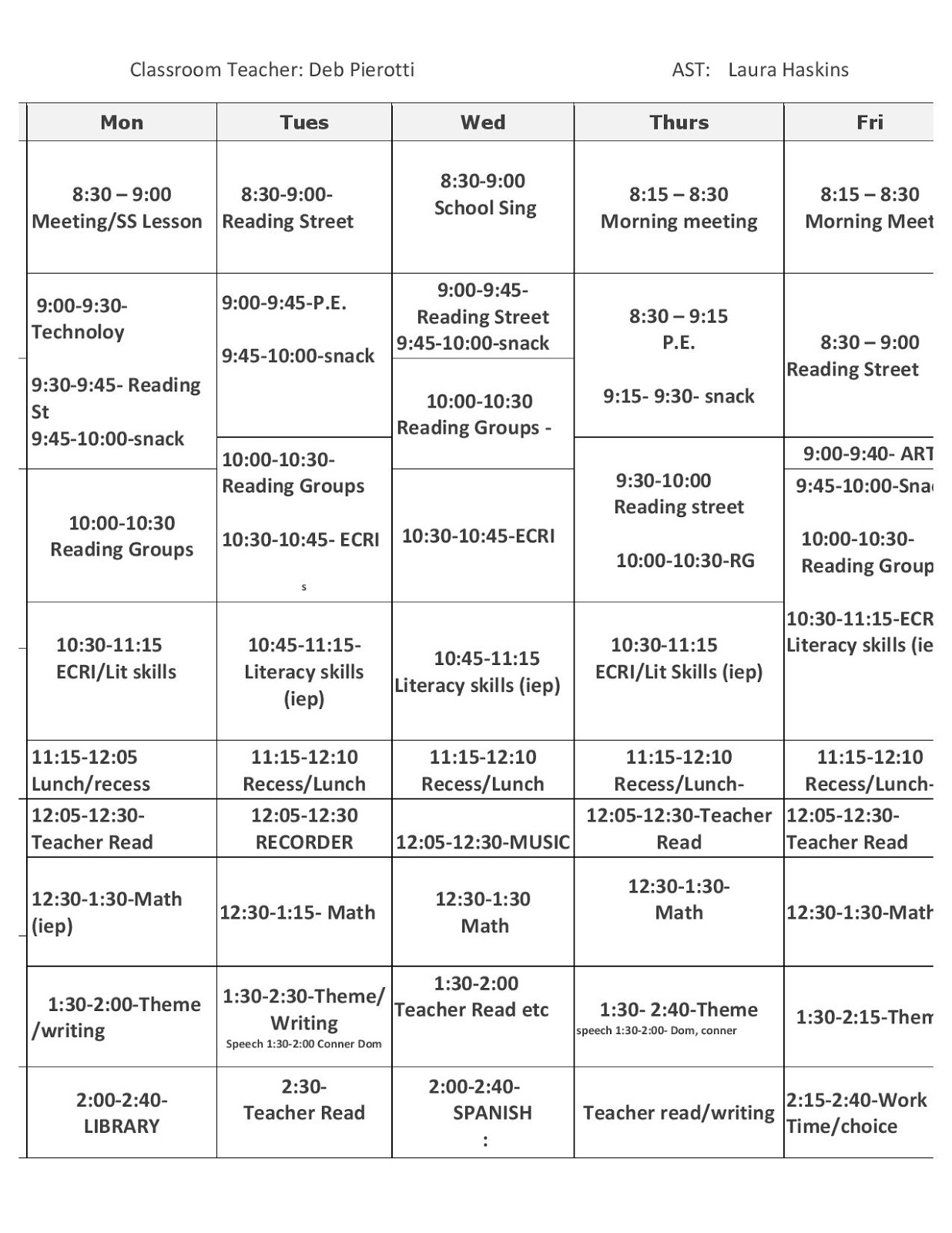 3rd Grade Blog: Schedule/Curriculum