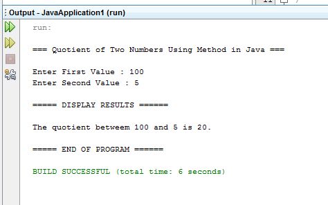 Free Programming Source Codes and Computer Programming Tutorials: Quotient of Two Numbers in Java