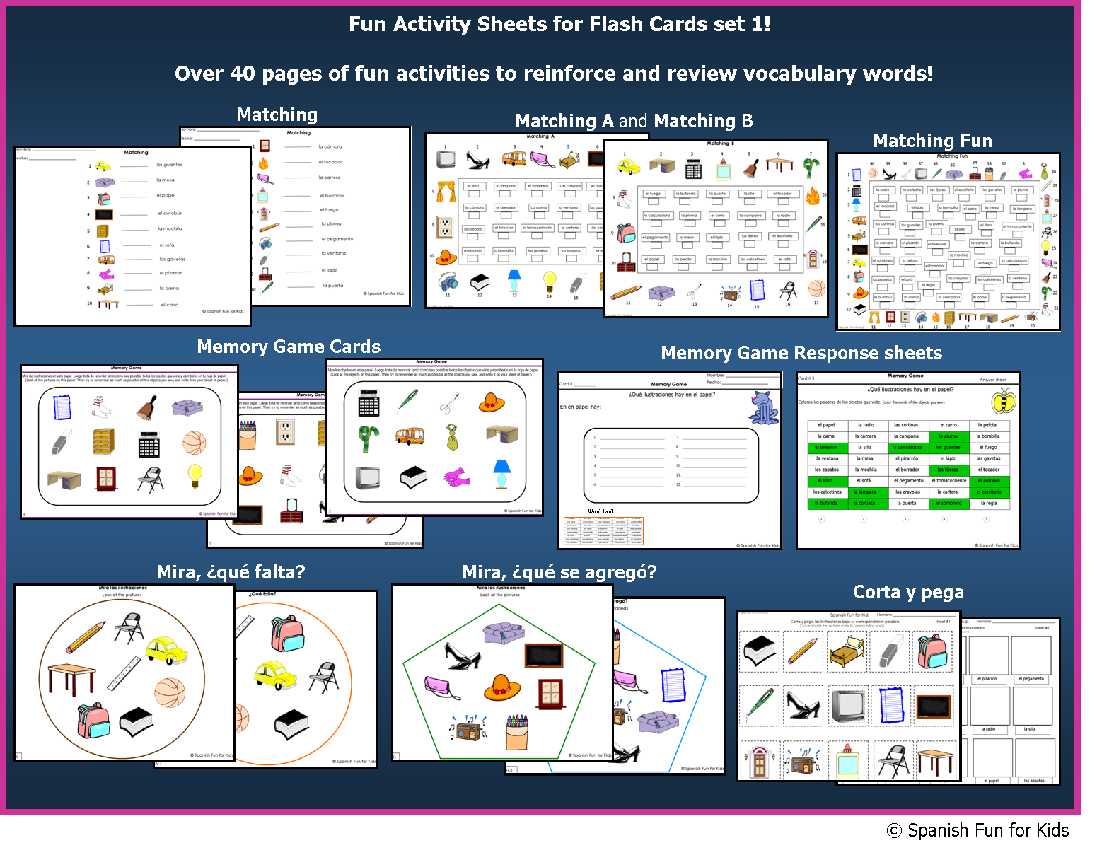 Music and Spanish Fun: Spanish Fun Activity Sheets