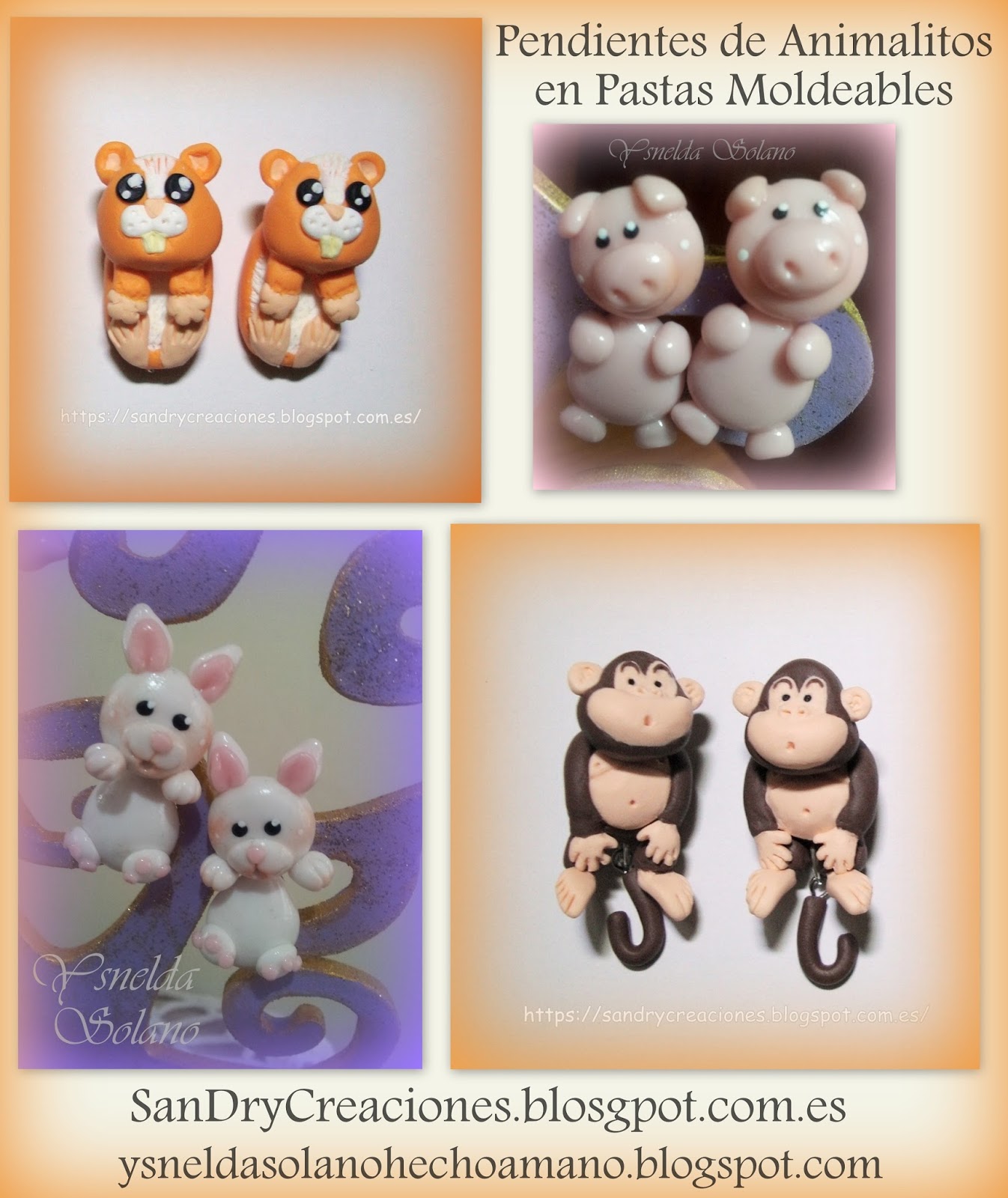 Como hacer Zarcillos de Animales en Pasta Moldeable - Ysnelda Solano ...