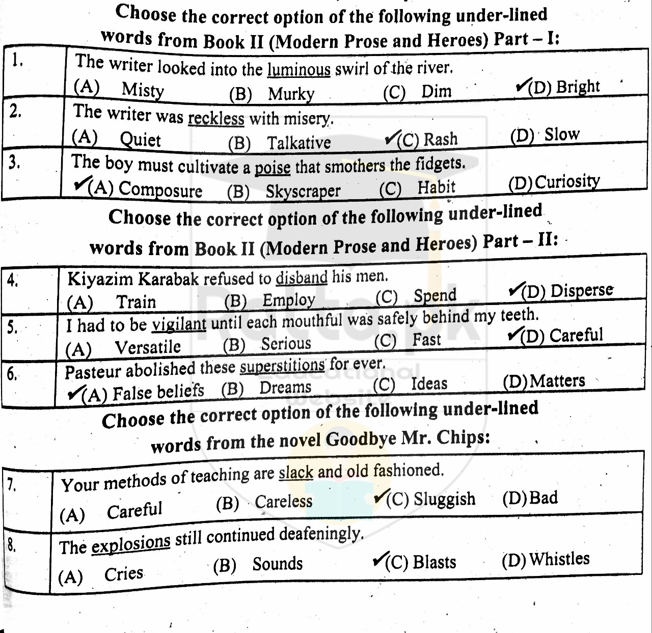 2nd Year English Important Solved MCQs with Answers - Ratta.pk