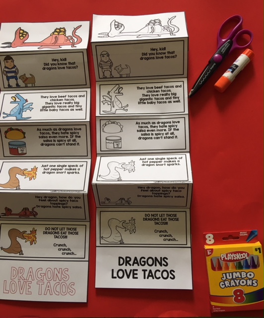 DRAGONS LOVE TACOS SEQUENCING CRAFT ~ Book Units by Lynn