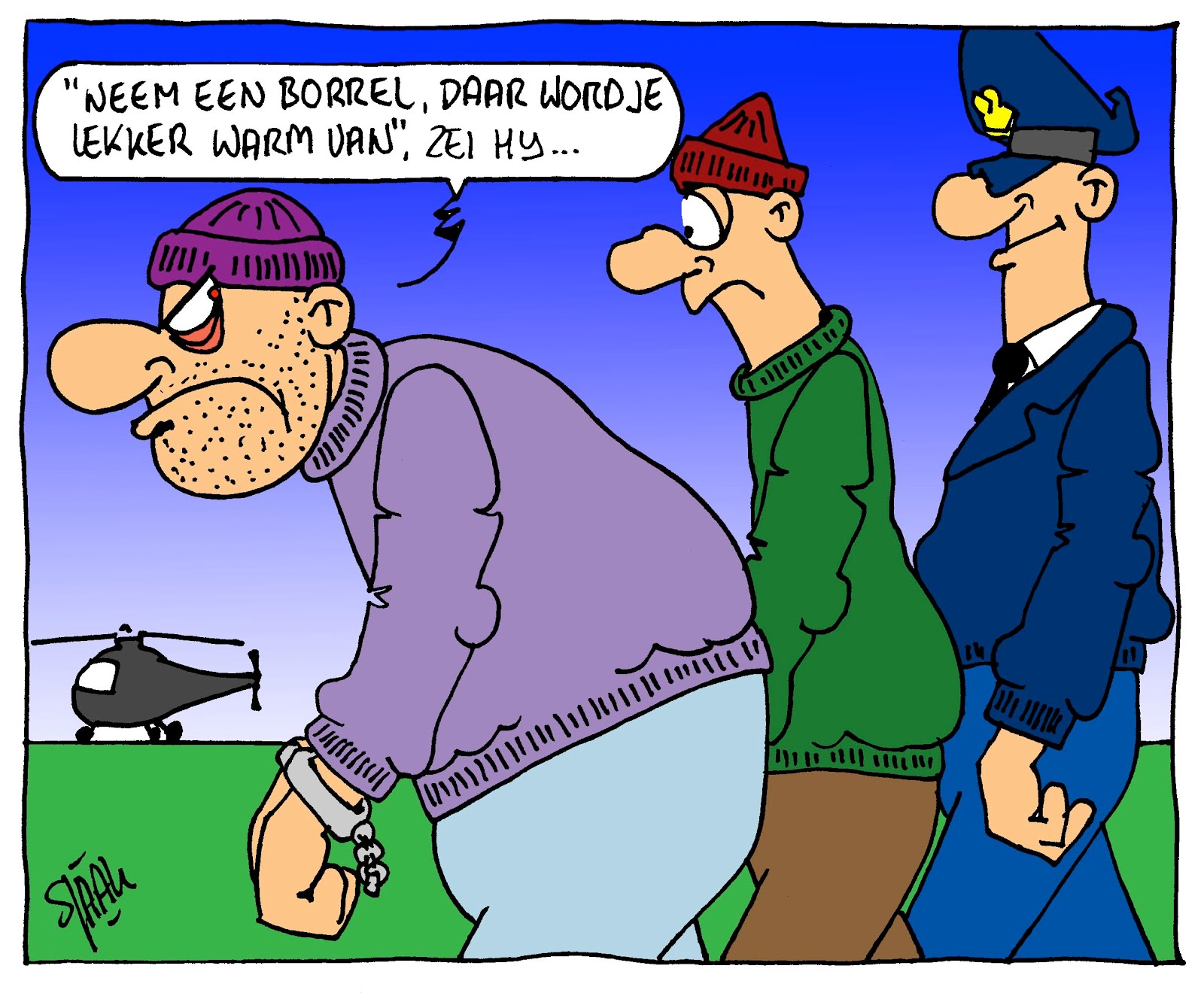Cartoon van de Dag: Politiehelikopter vindt dieven met warmtecamera's.
