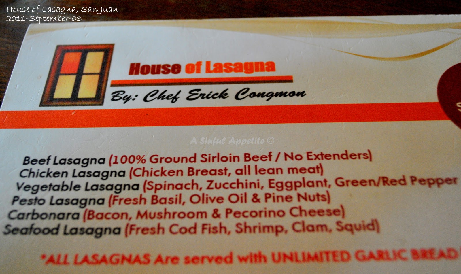 A Sinful Appetite: House of LASAGNA: true to its name