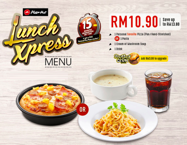 Pizza Hut 午餐套餐只要RM10.90！【主食+饮料+蘑菇汤】 - Leesharing