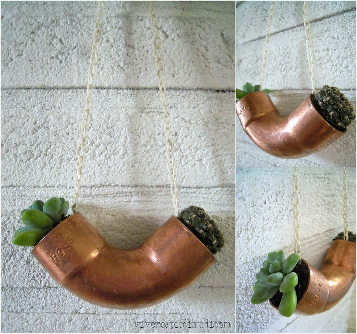 Vivere a piedi nudi living barefoot: Copper pipe hanging planter DIY ...