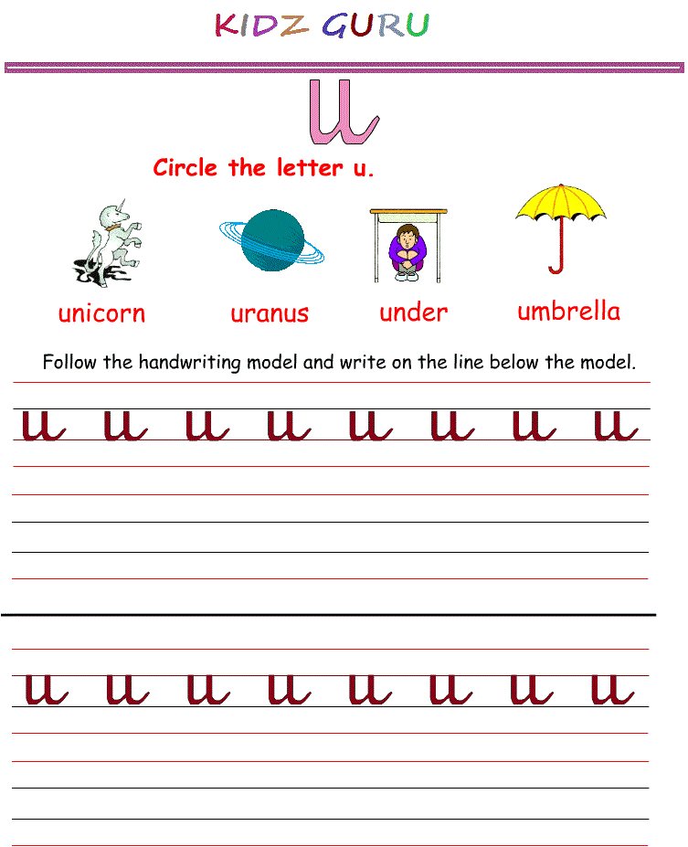 Kindergarten Worksheets Printable Handwriting Worksheet Alphabet U kindergarten-worksheets-printable-handwriting-worksheet-alphabet-u