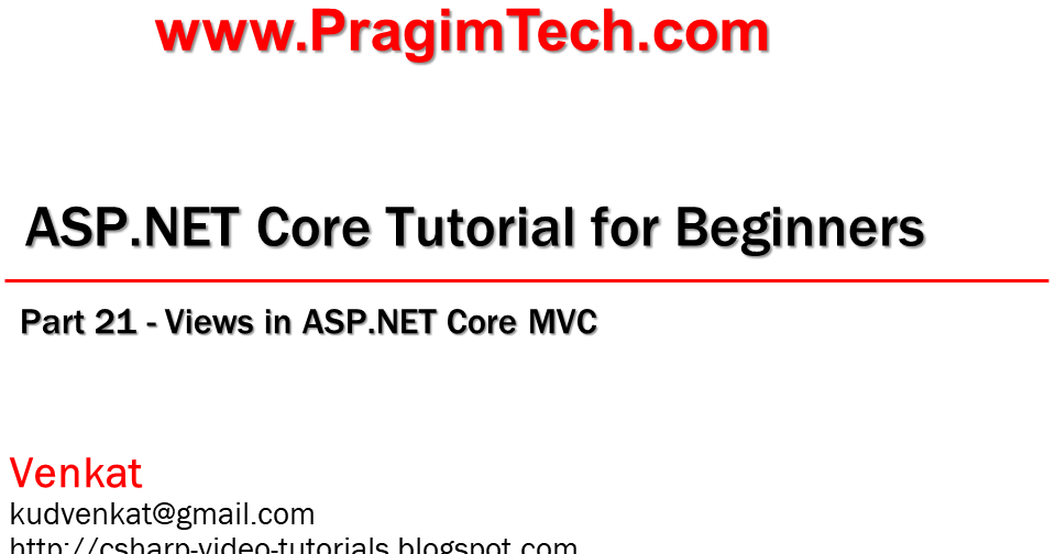 Sql Server Net And C Video Tutorial Views In Aspnet Core Mvc Slides