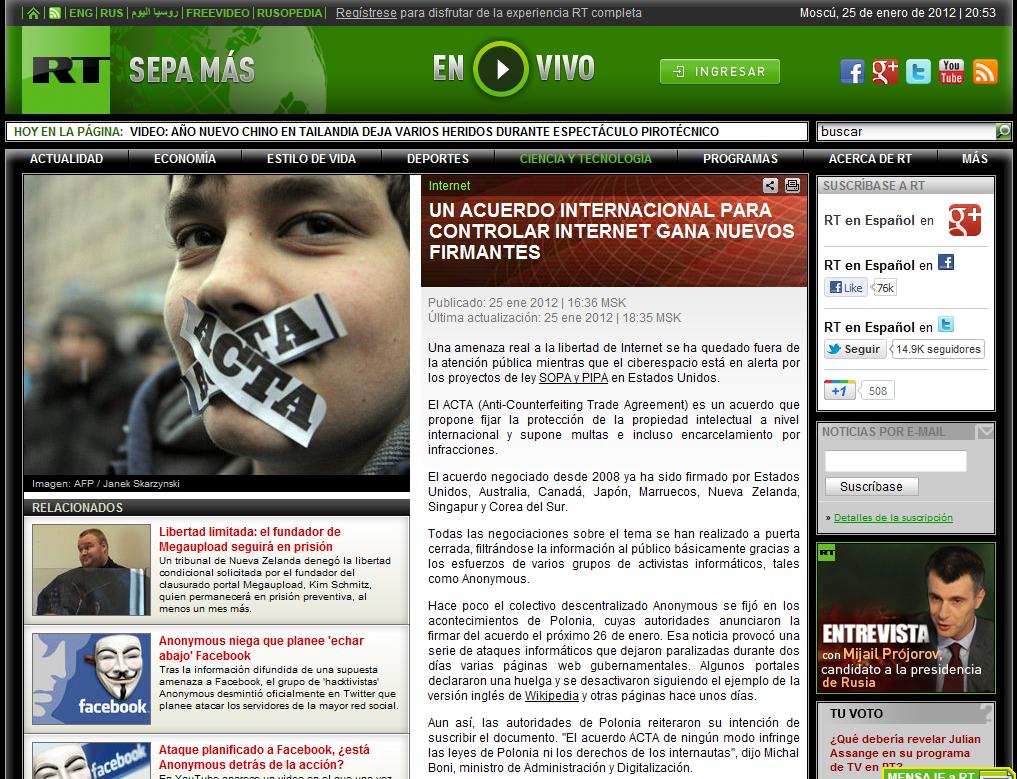 ¿Otra vez tu?: RT Noticias; Un acuerdo internacional para controlar ...