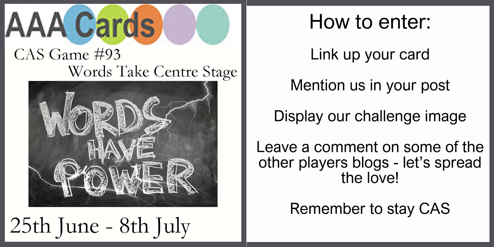 AAA Cards: CAS Game #93 - Words Take Centre Stage