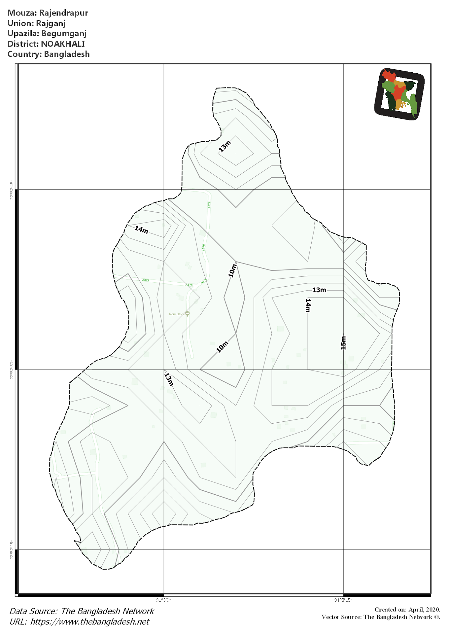 Map of Rajendrapur Mouza, Begumganj, Noakhali