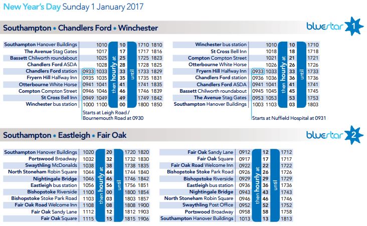 Southampton Bus Update: Buses on New Year's Day 2017