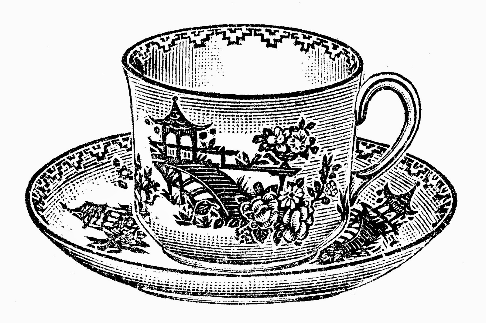 Sisters' Warehouse: Tea Time - Vintage Illustrations in Black and White ...