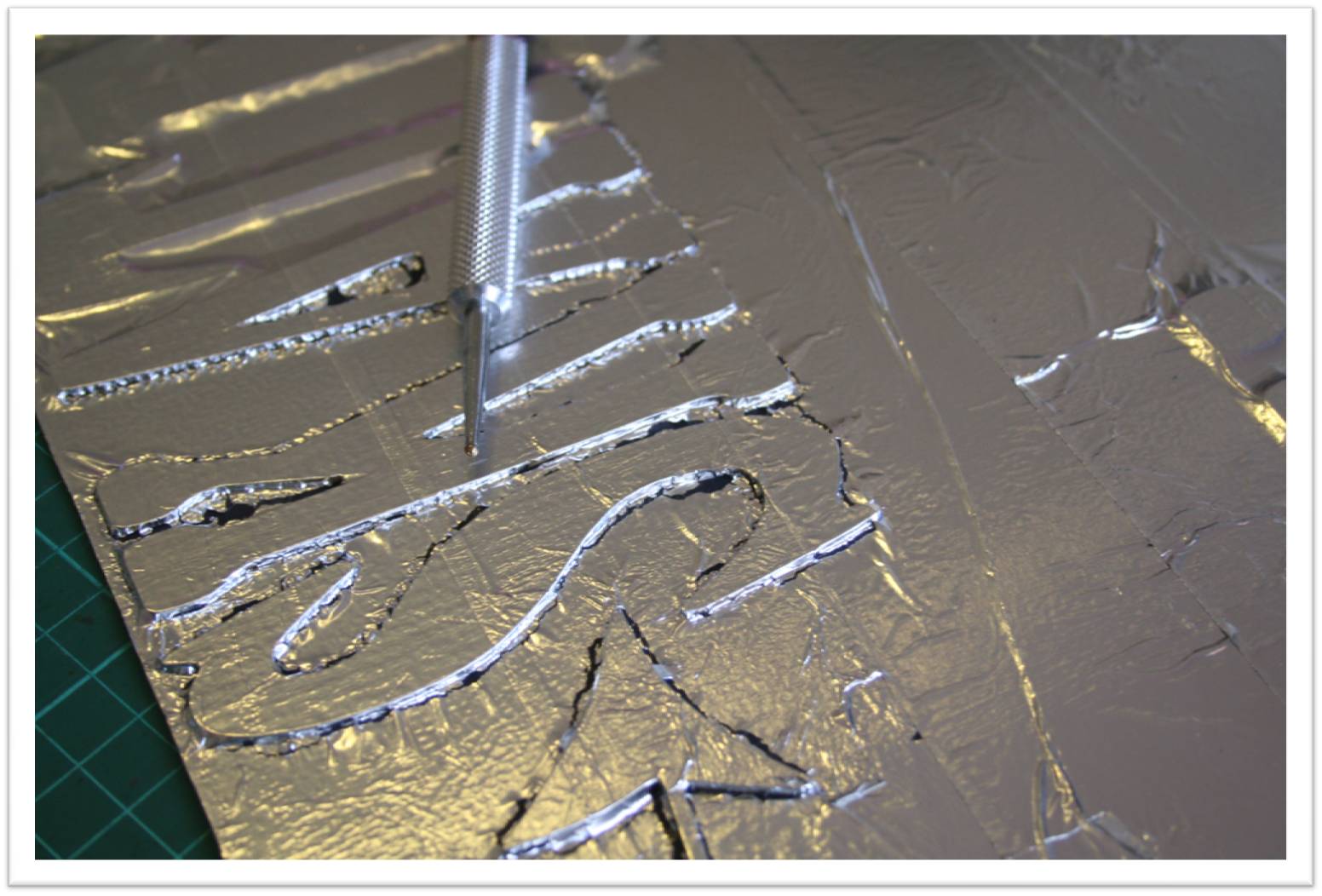 Homespun Scrapbooking: TUTORIAL: USING FOIL TAPE TO CREATE A LAYOUT