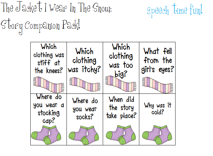 The Jacket I Wear In The Snow: Story Companion Activity Pack! - Speech ...