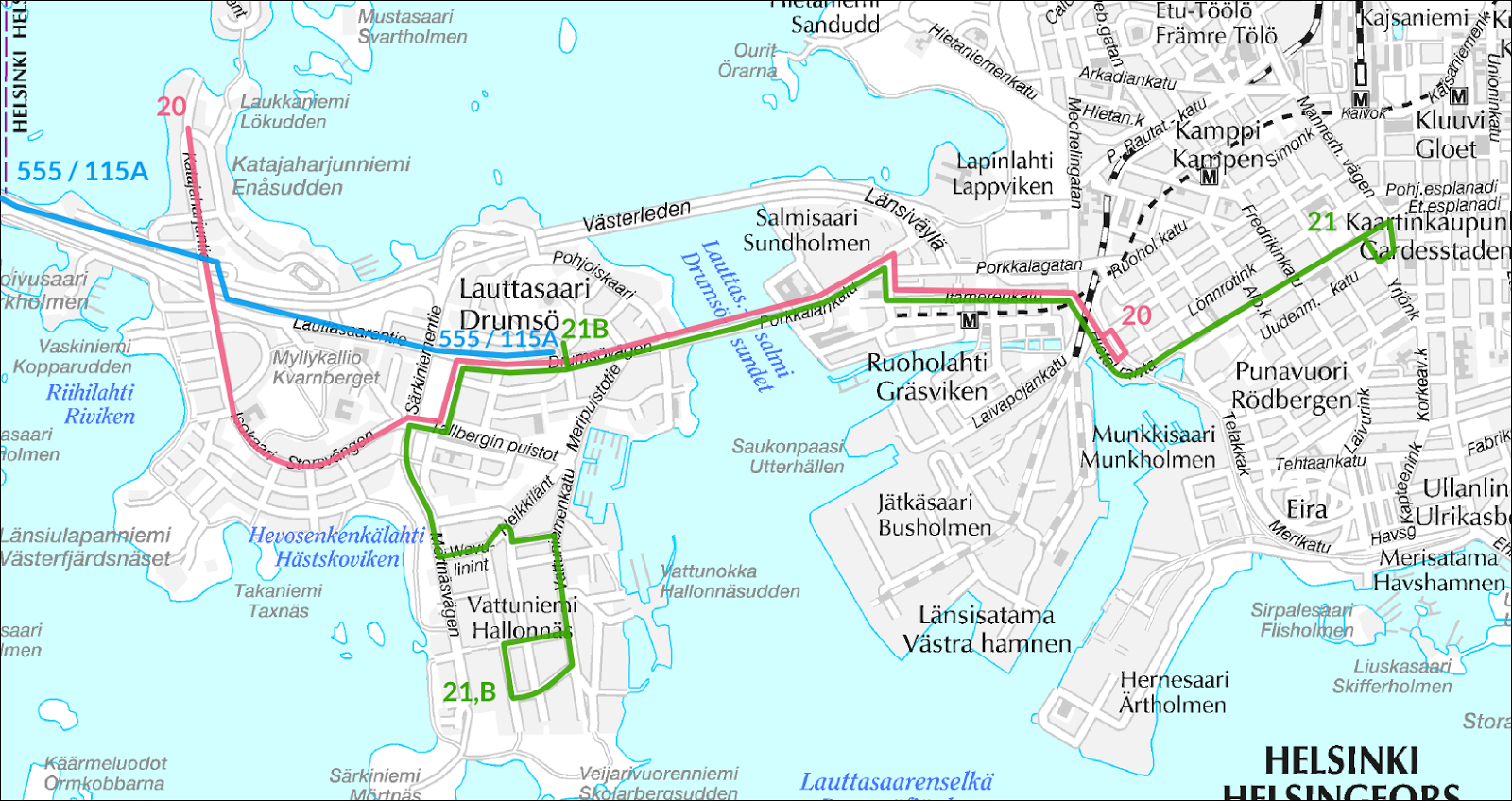 Länsimetron liityntälinjasto