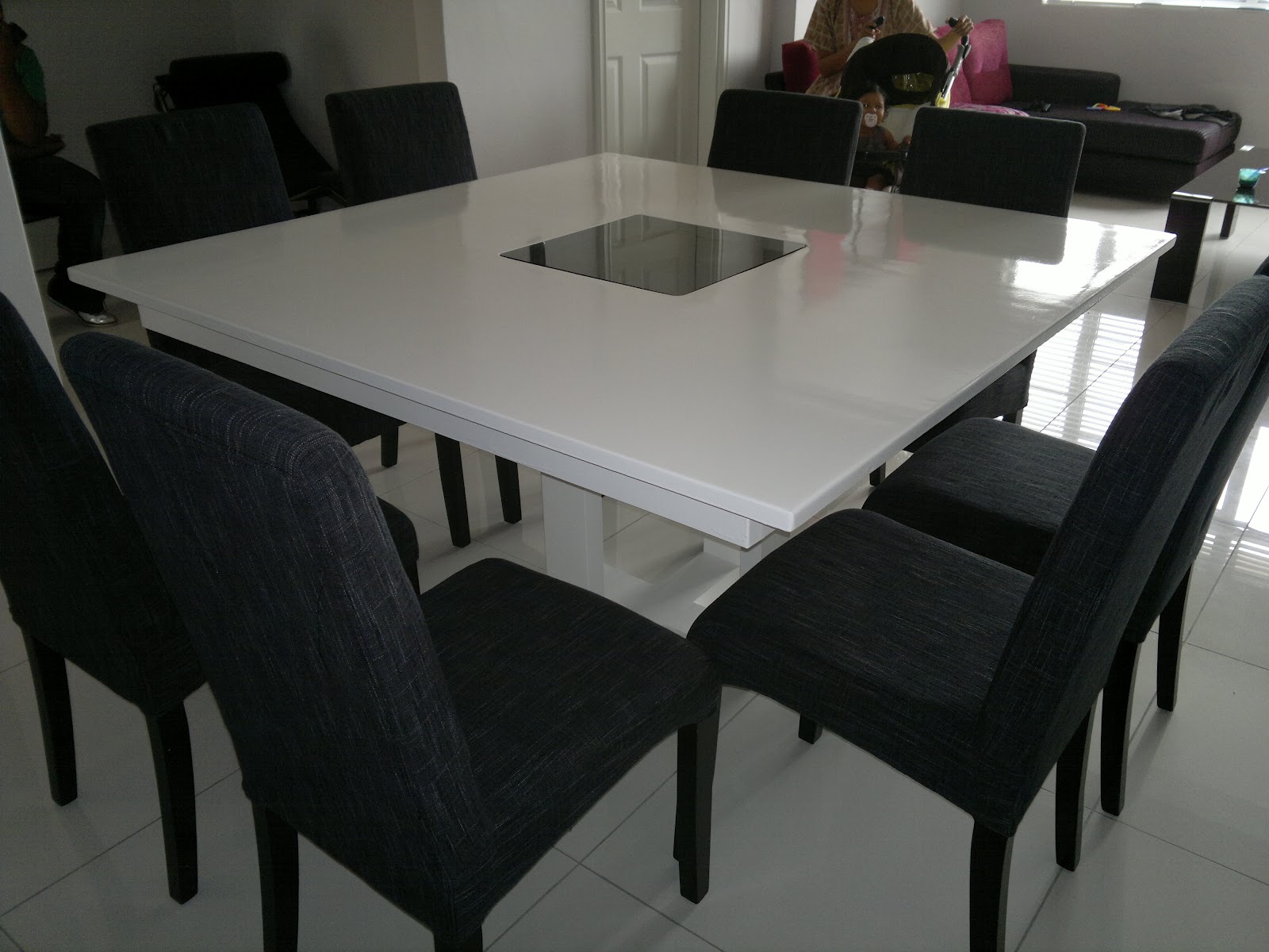 Custom Carpentry: Glass In-lay Dining Room Table