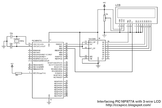 Interfacing PIC16F877A with 3-wire LCD