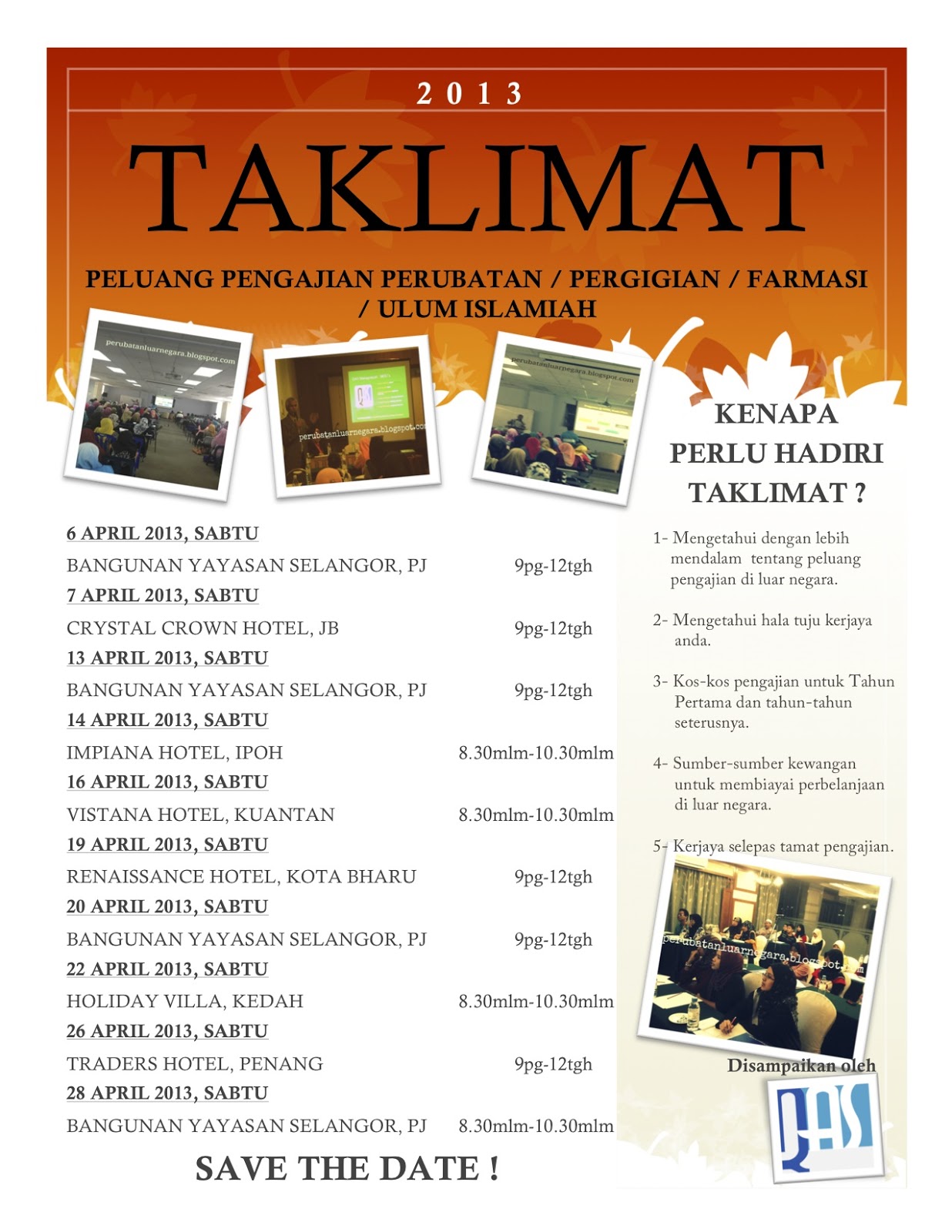Belajar di Luar Negara: JADUAL TAKLIMAT