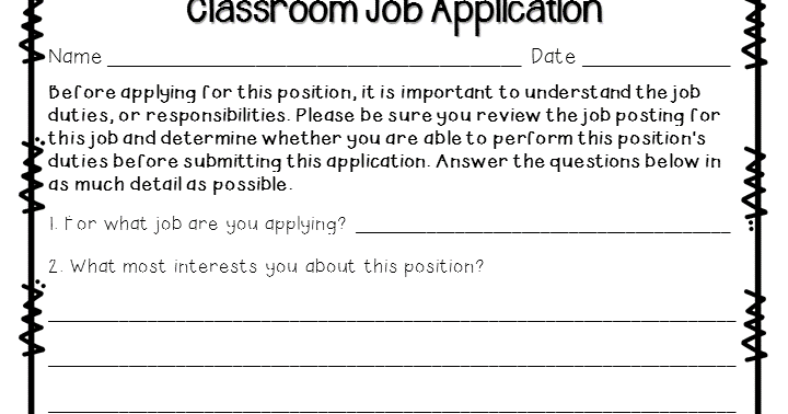 Classroom Freebies Too: Free Classroom Job Application for an Economy ...