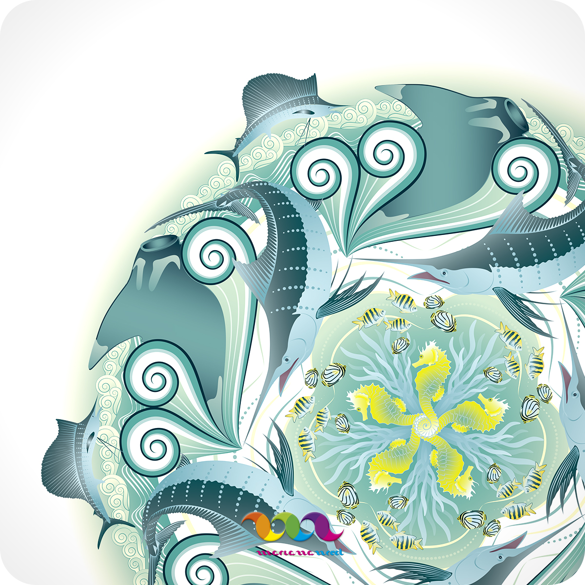 Mandalas Marinos realizados con gráficos vectoriales