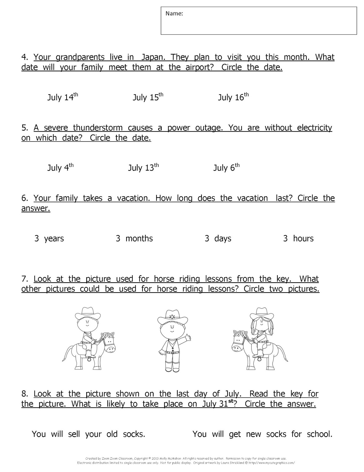 Lessons by Molly: July Calendar Activities That Support Common Core ...