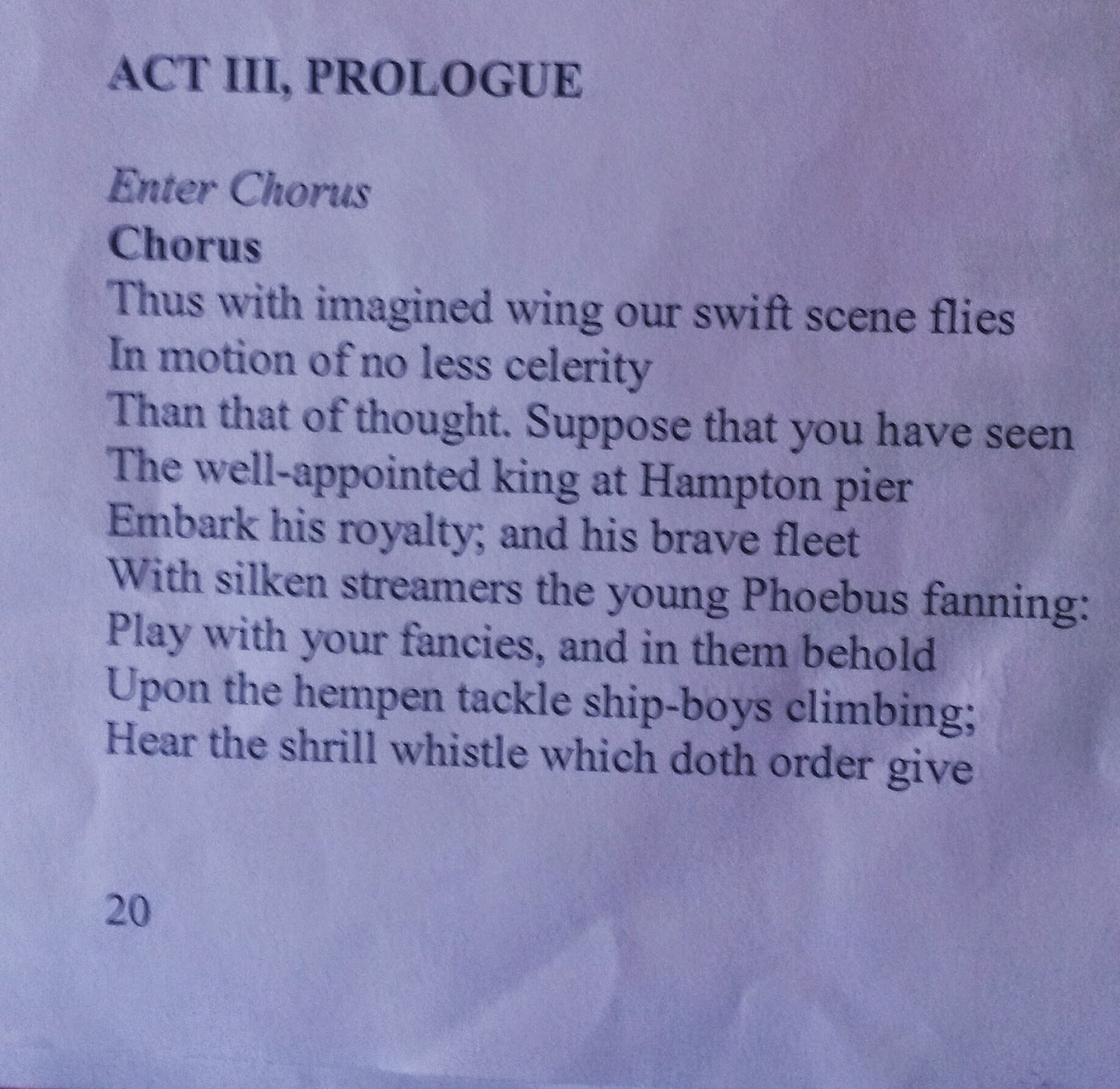 Performance Workshop: Shakespeare: Theatres, Actors and Acting in ...