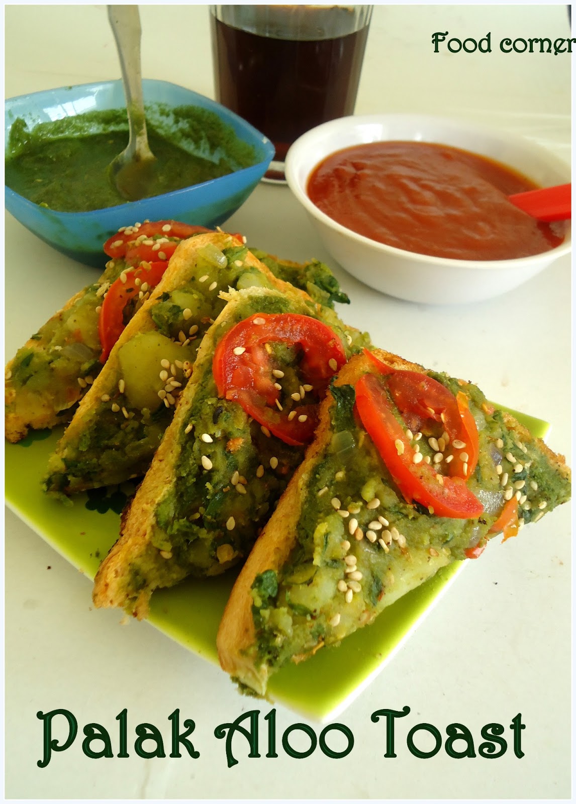 Palak Aloo Toast Recipe | Spinach Potato Toast Recipe ~ Kiran's Food corner