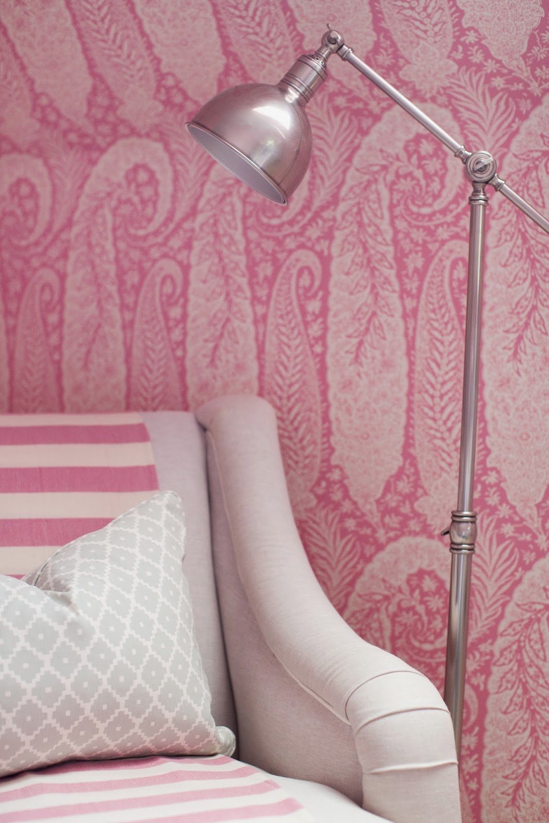a pink paisley bedroom
