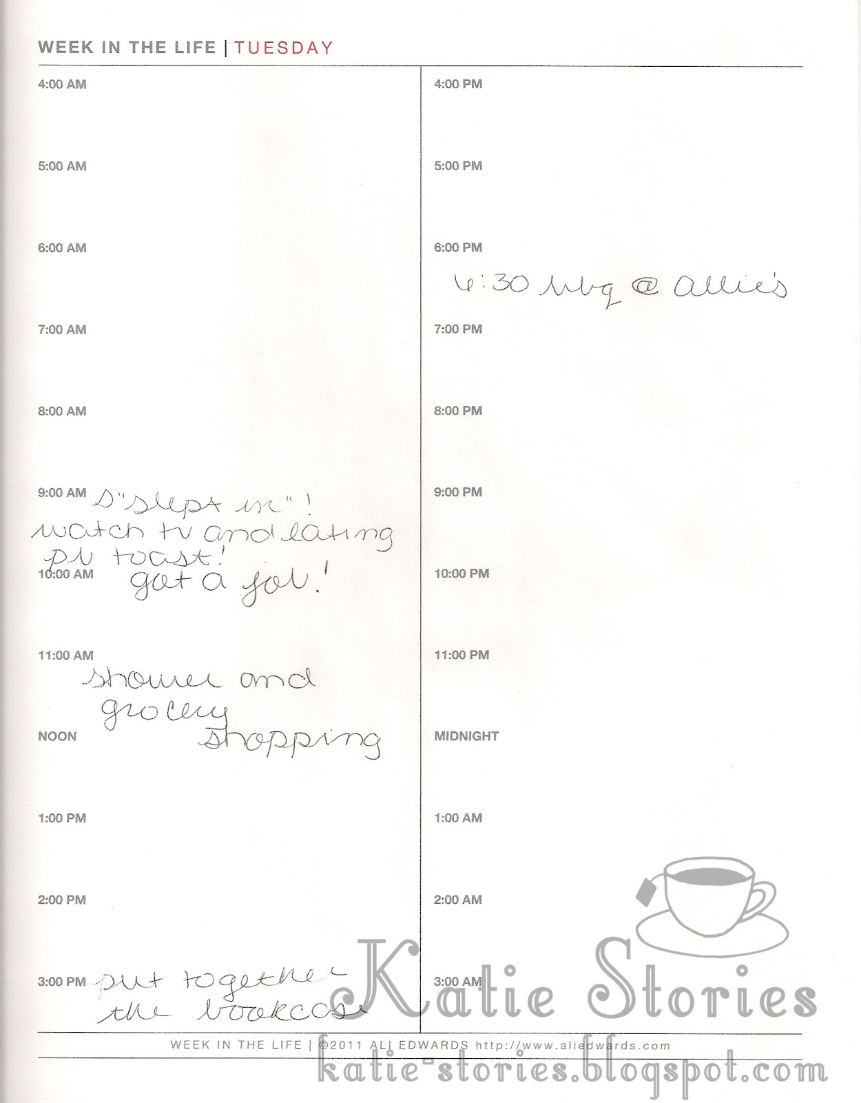 Katie Stories {Scrapbook + Crafting Blog}: A Week in the Life 2011: Tuesday