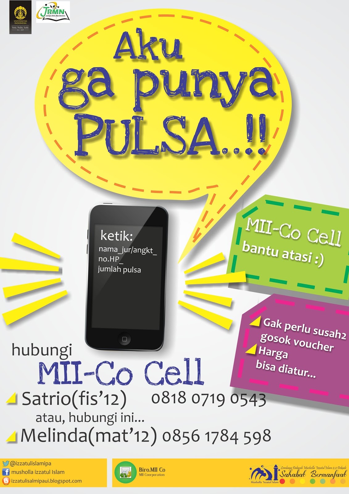 Mii-Co Cell: Pulsa ~ Musholla 'Izzatul Islam FMIPA UI