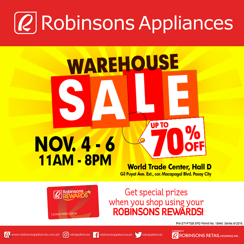 Manila Shopper: Robinsons Group Warehouse SALE at World Trade: Nov 2016