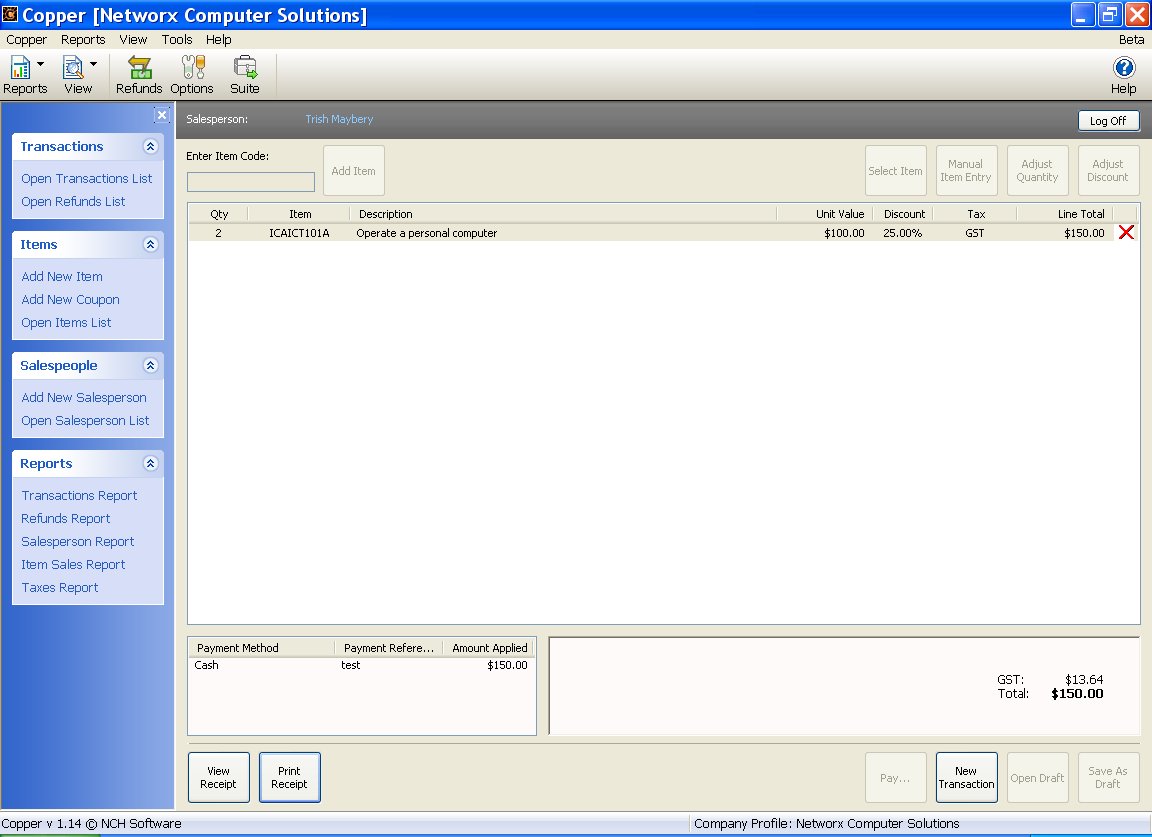 Networx Computer Solutions: Software Review – Copper POS software from ...