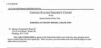 Queens Crap: FBI SUBPOENAS CB7's FILES