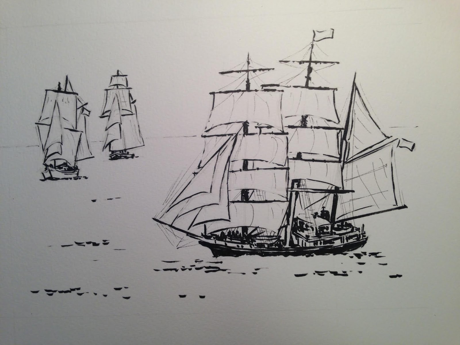 Dancing Blender: Tall Ships Book Cover Drawing