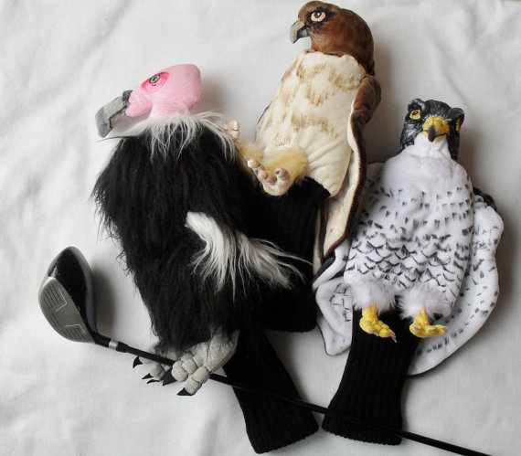 Custom Golf headcovers and puppets : Custom birds of prey -golf headcovers