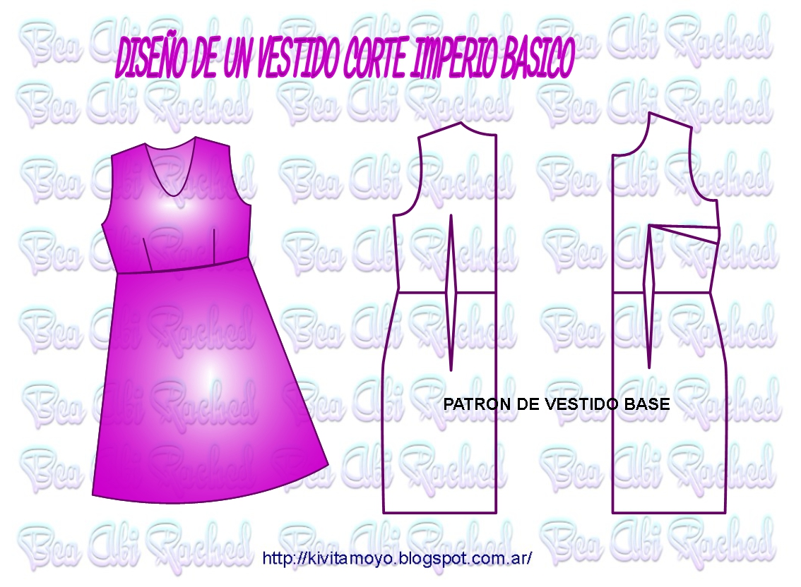TRAZADO DE VESTIDO CORTE IMPERIO SIMPLE A PARTIR DEL PATRON DE VESTIDO BASE
