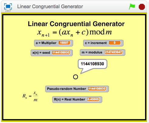linear congruential method for random number generation in c