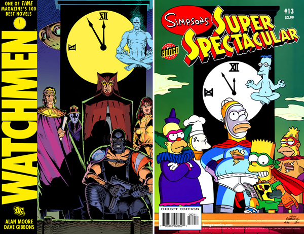 I love comic covers: Homage: Watchmen Ad / Simpsons Super Spectacular #13
