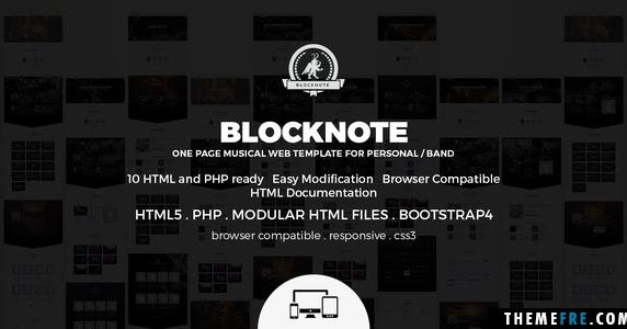 Homer Napoleon Blocknote Singlepage - Responsive Website for Band ...