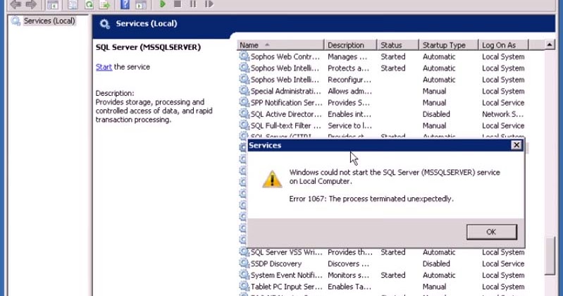 Could not start the Service on Local Computer. | Online Networks Solution