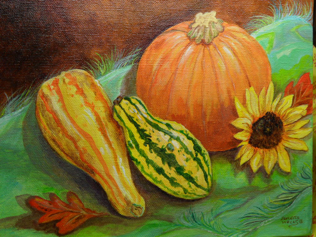 Paintings by Egretta Wells: "Fall Still Life with Pumpkin"