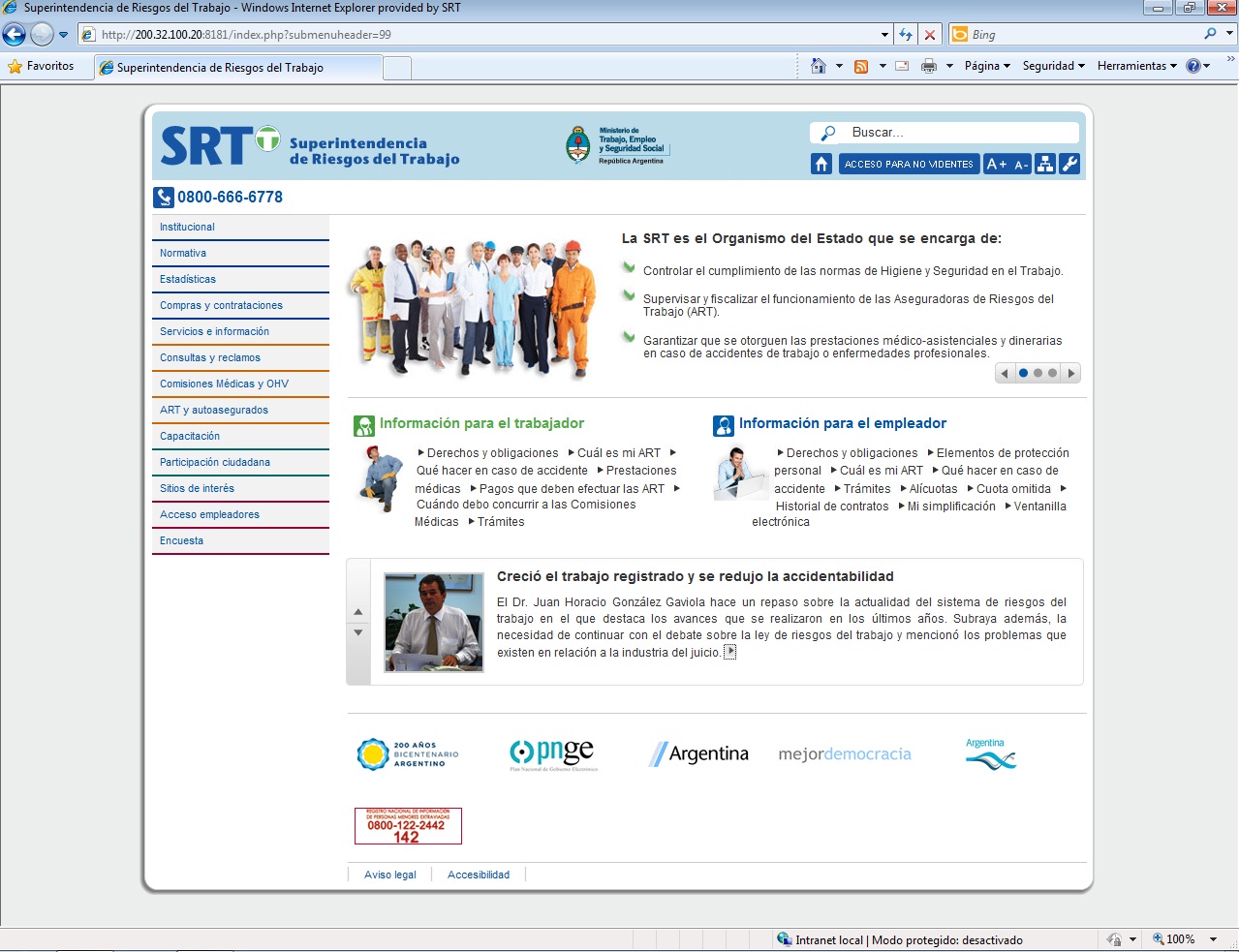 Superintendencia de Riesgos del Trabajo: Nuevo sitio Web de la SRT