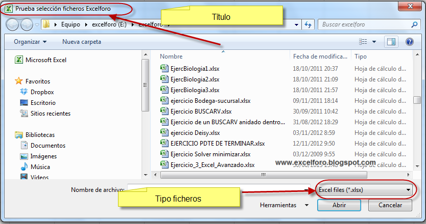 VBA: el método .GetOpenFilename para seleccionar un fichero. | EXCEL FORO: Un blog de Excel